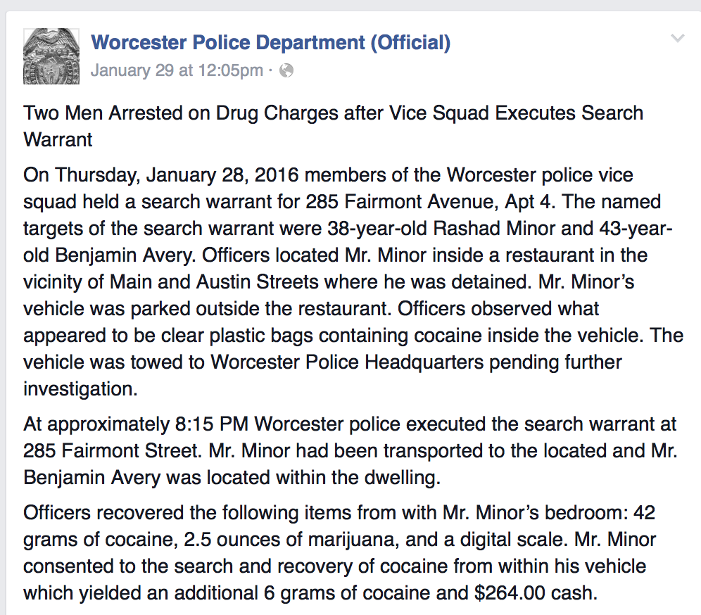Worcester Cocaine Dealing Pillar Of The Community Rashad Minor Is Going ...